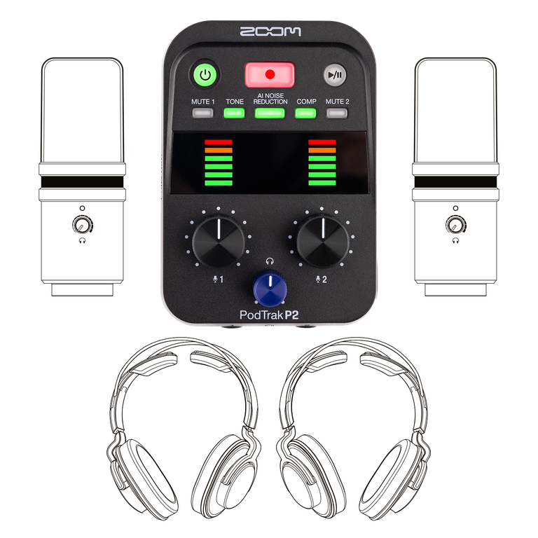 Zoom PodTrak P2 USB Mic Recorder